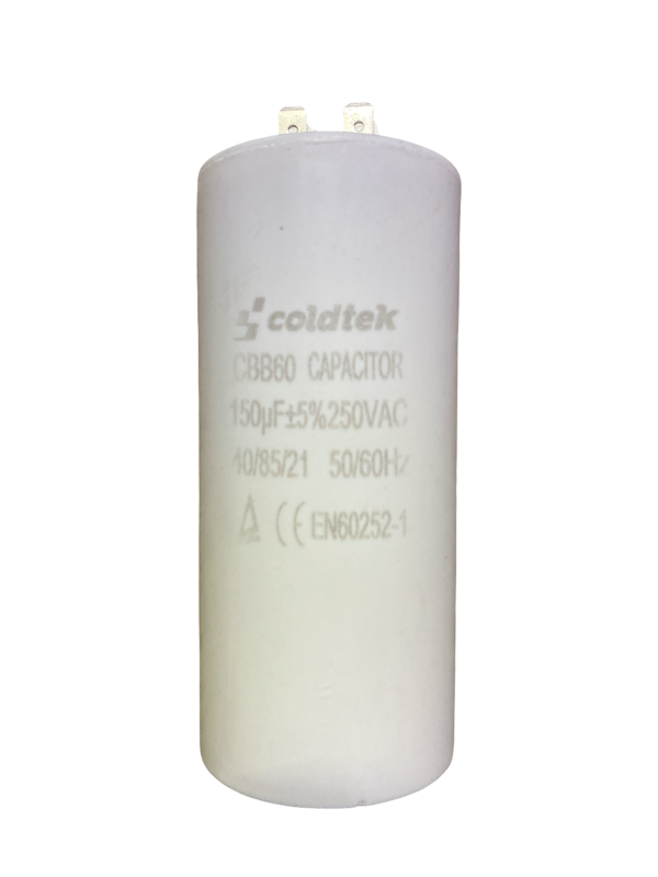 CAPACITOR TRABAJO PLASTICO BLANCO 150 MF 250V - Refaccionaria PS